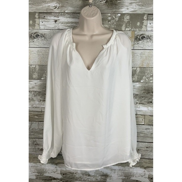 The Unbranded Brand | Tops | White Womens Sheer V Neck Long Sleeve ...